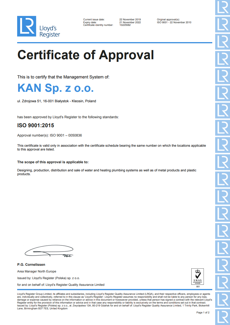 ISO 9001 - KAN-therm - Install your future